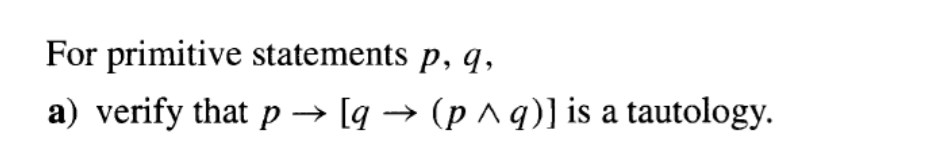 Solved For primitive statements p,q, a) verify that | Chegg.com