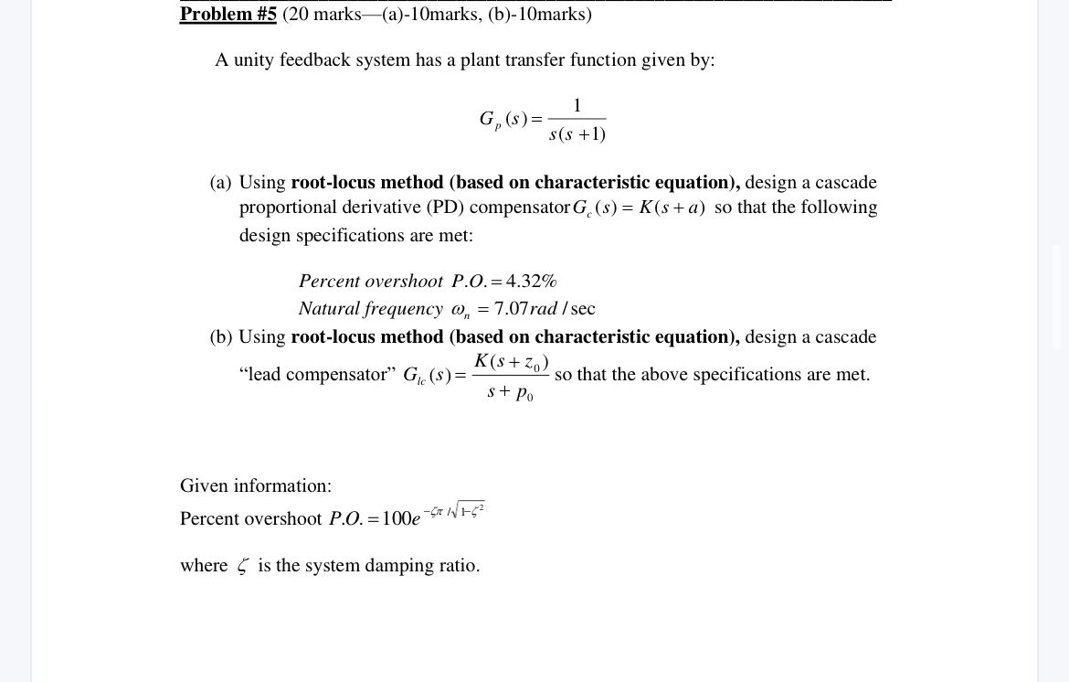 Solved Problem #5 (20 ﻿marks-(a)-10marks, (b)-10marks)A | Chegg.com