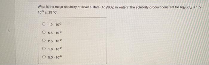Solved What is the molar solubility of silver sulfate | Chegg.com