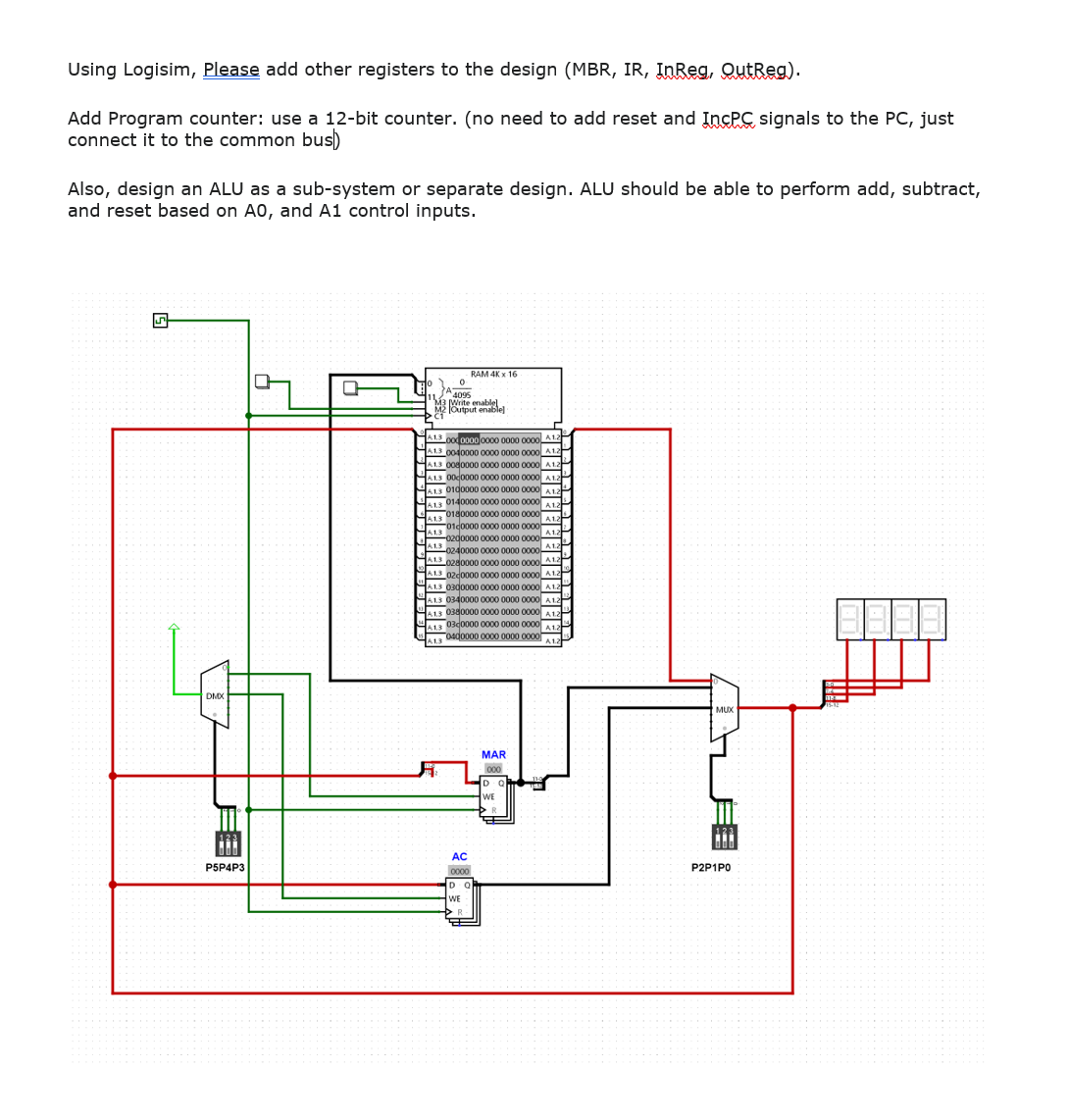 Solved Using Logisim, Please add other registers to the | Chegg.com