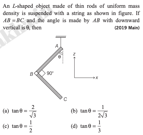Solved An L-shaped object made of thin rods of uniform | Chegg.com