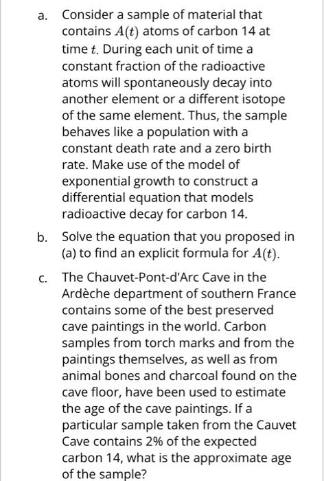 Solved 30. Radiocarbon Dating. Carbon 14 is a radioactive | Chegg.com