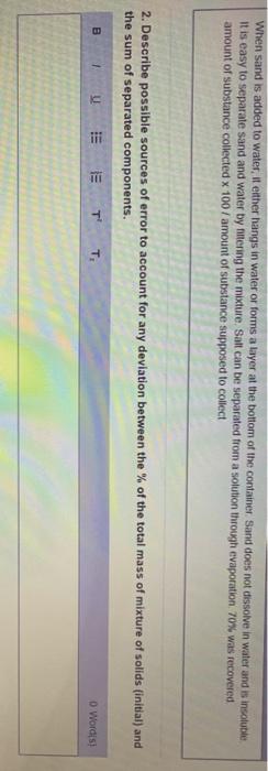 Solved describe possible sources of error to account for any | Chegg.com