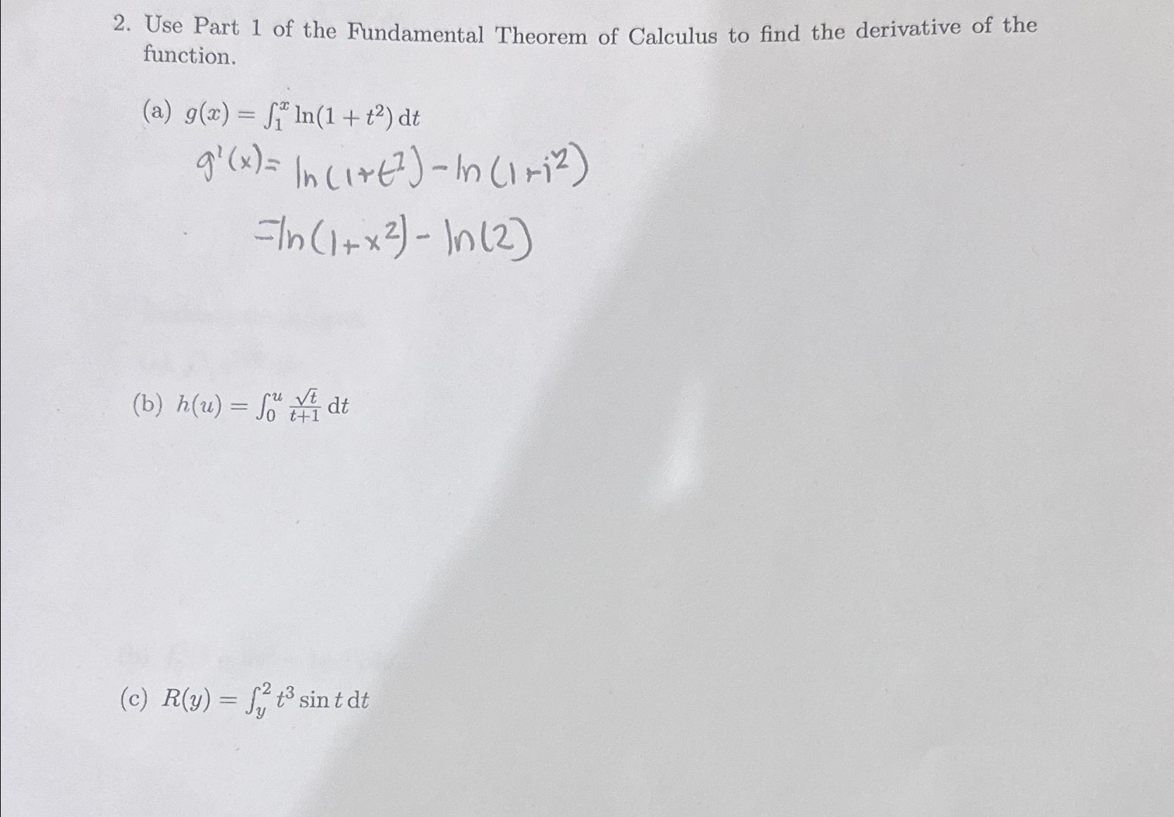 Solved Use Part 1 ﻿of the Fundamental Theorem of Calculus to | Chegg.com