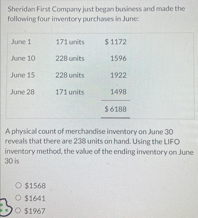Solved Sheridan First Company just began business and made | Chegg.com