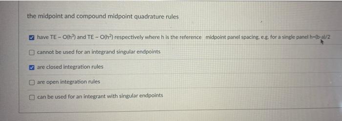 Solved the midpoint and compound midpoint quadrature rules | Chegg.com