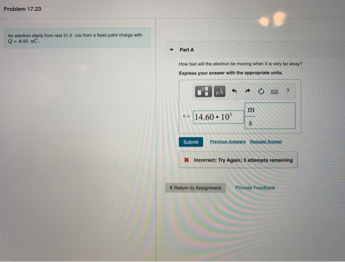 Solved An electron starts from rest 31.5 ﻿cm from a fixed | Chegg.com