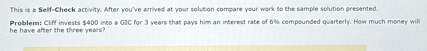Solved This is a Self-Check activity. After you've arrived | Chegg.com