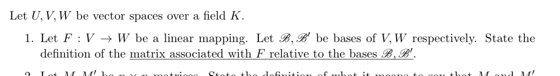 Solved Let U,V,W ﻿be vector spaces over a field K.Let F:V→W | Chegg.com