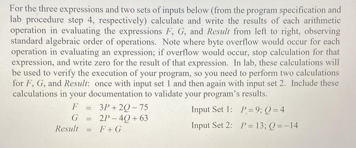 For the three expressions and two sets of inputs | Chegg.com
