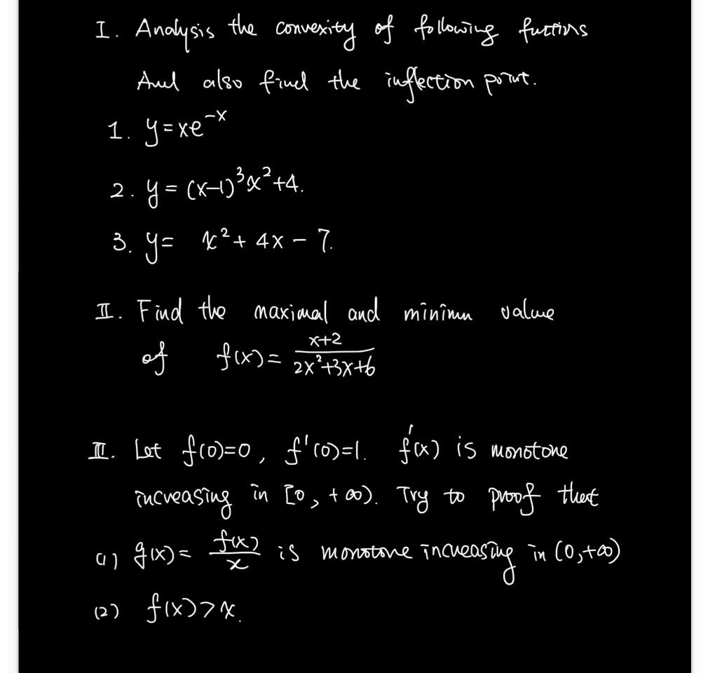 Solved Homework 6. I. Analysis the convexity of following | Chegg.com