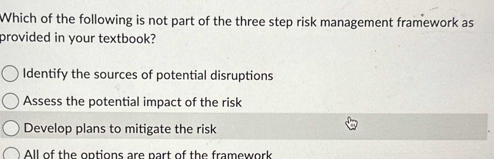 Solved Which of the following is not part of the three step | Chegg.com