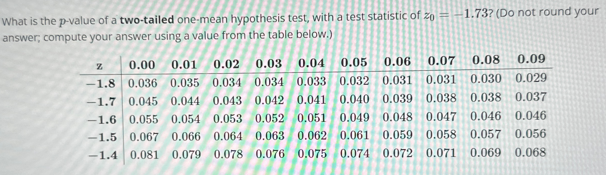 Solved What is the p-value of a two-tailed one-mean | Chegg.com