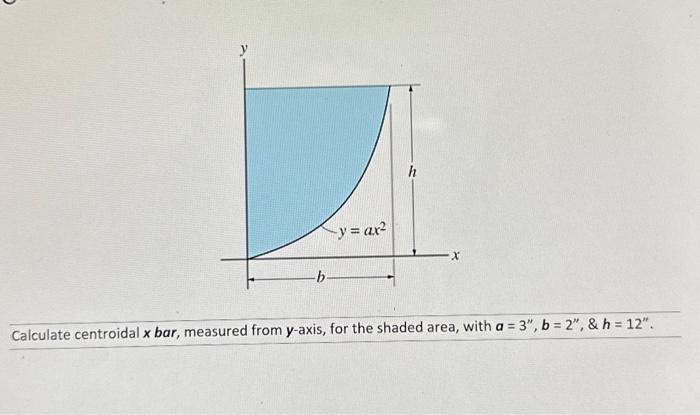 Solved Calculate centroidal x bar, measured from y-axis, for | Chegg.com