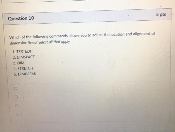 Solved 5 pts Question 10 Which of the following commands | Chegg.com
