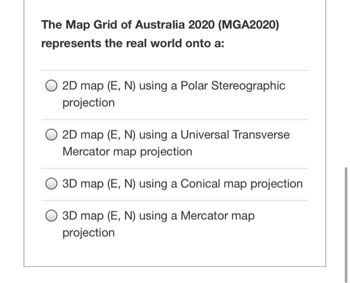 Solved The Map Grid of Australia 2020 (MGA2020) represents | Chegg.com