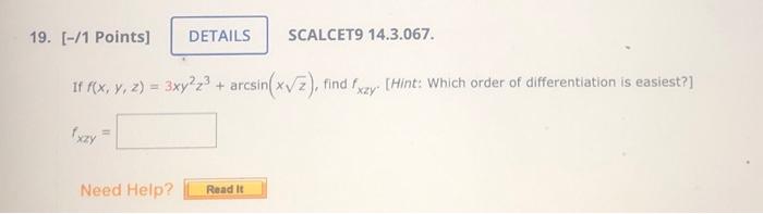Solved 19. [-/1 Points ] SCALCET9 14.3.067. If | Chegg.com
