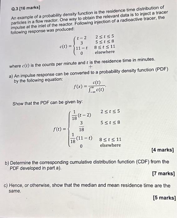 Solved Q.3 [16 marks] An example of a probability density | Chegg.com