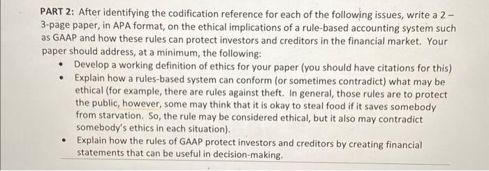Solved PART 2: After identifying the codification reference | Chegg.com