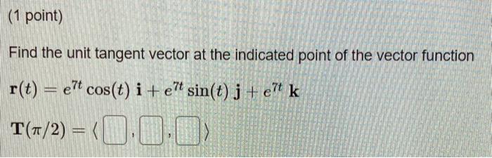Solved Find the unit tangent vector at the indicated point | Chegg.com