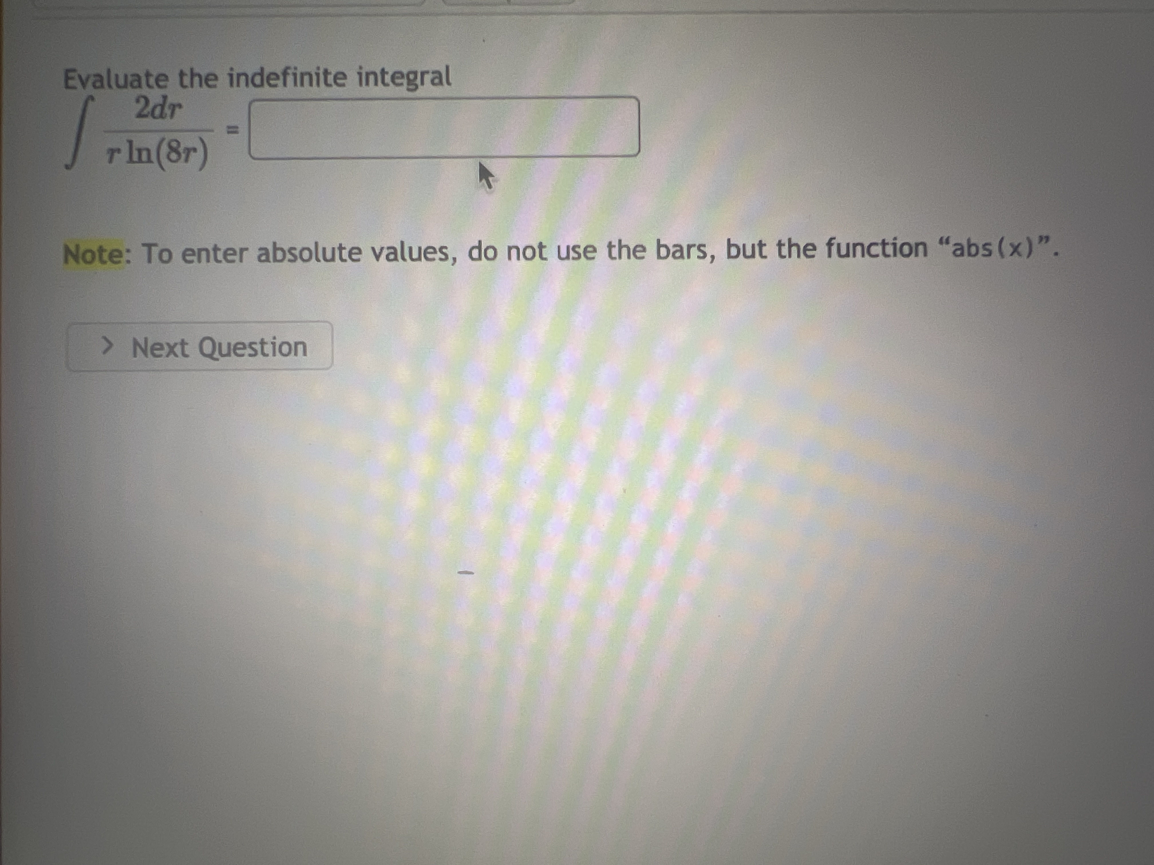 Solved Evaluate the indefinite integral∫﻿﻿2drrln(8r)=Note: | Chegg.com