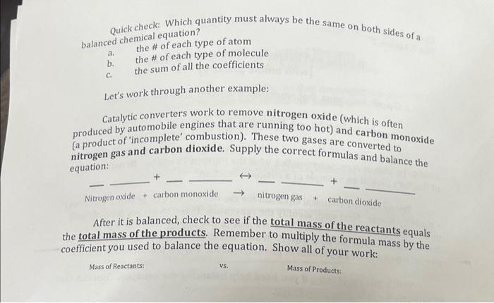 Solved Quick check: Which quantity must always be the same | Chegg.com