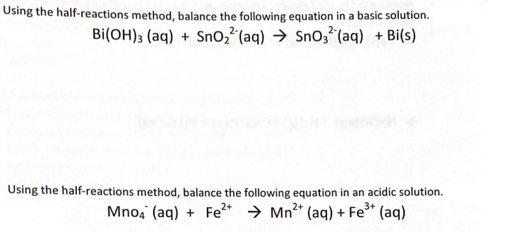 Solved 1. ﻿Using the half-reactions method, balance the | Chegg.com