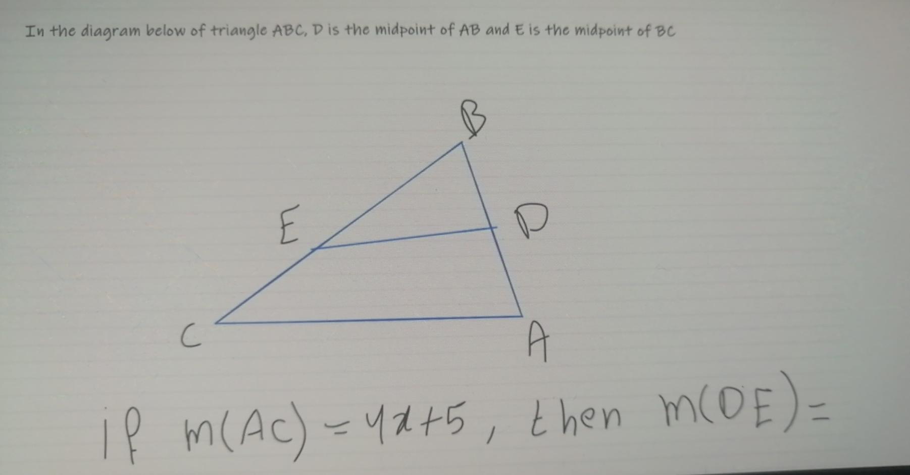Solved In the diagram below of triangle ABC, D is the | Chegg.com