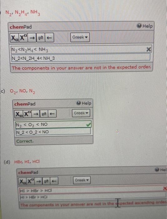 Solved arrange each of the following sets of compounds in | Chegg.com