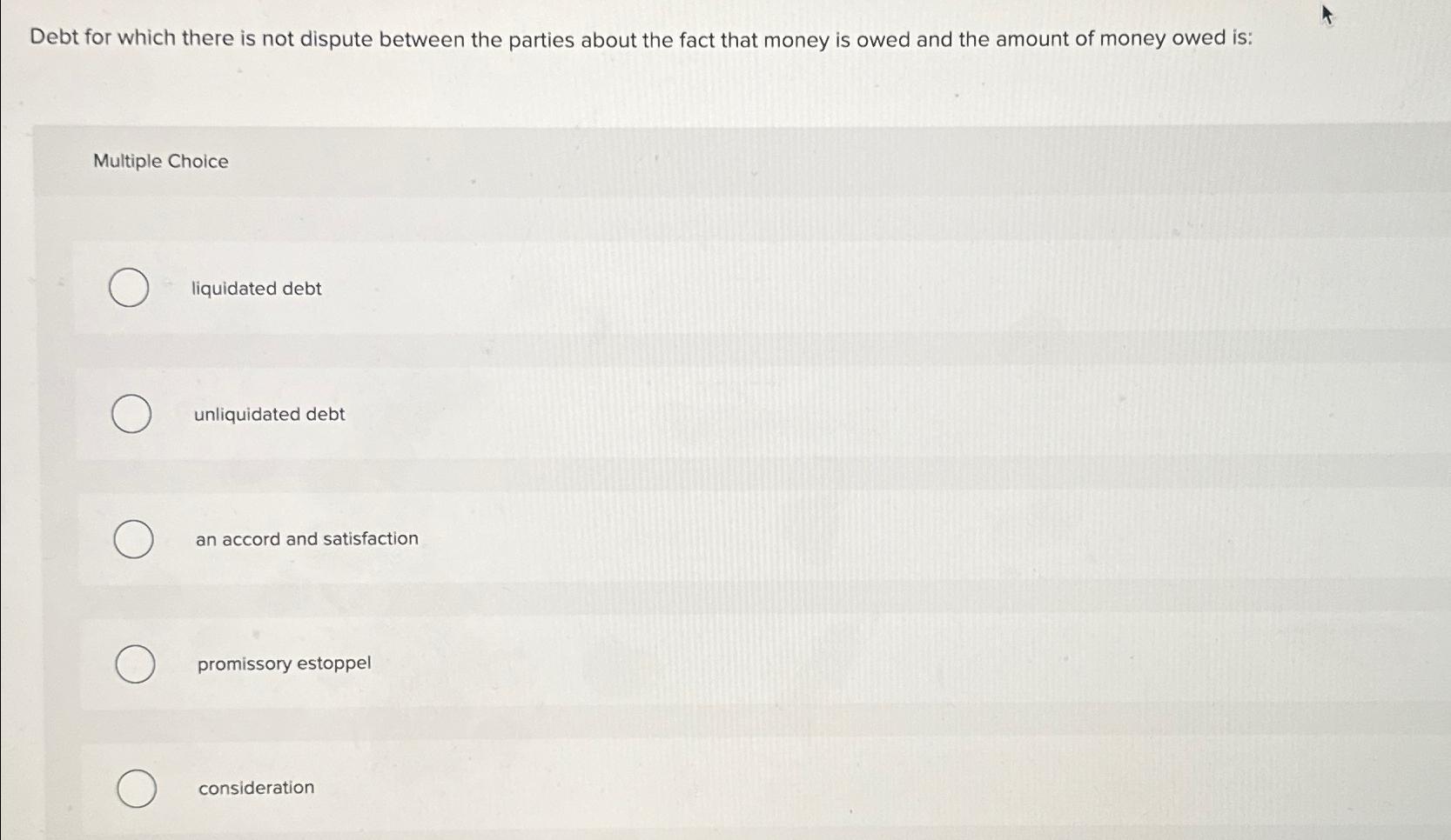 Solved Debt for which there is not dispute between the | Chegg.com