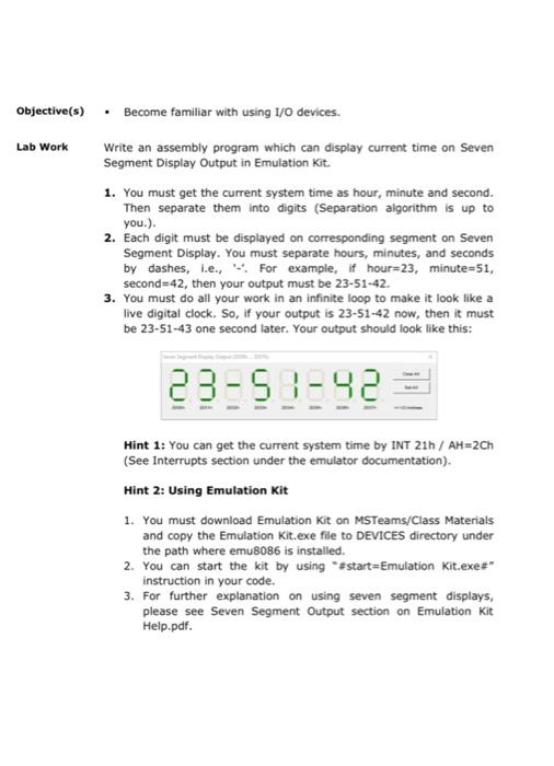 Solved Write an assembly program which can display current | Chegg.com