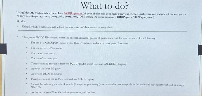 Solved Use MySQL Workbench to create the following | Chegg.com