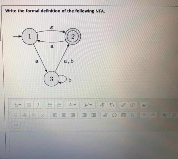 Solved Write the formal definition of the following NFA. E 2 | Chegg.com