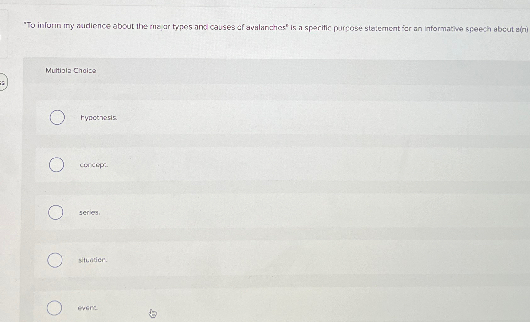 Solved "To inform my audience about the major types and | Chegg.com