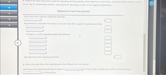 Solved a. Prepare the Cash Flows from (used for) Operating | Chegg.com