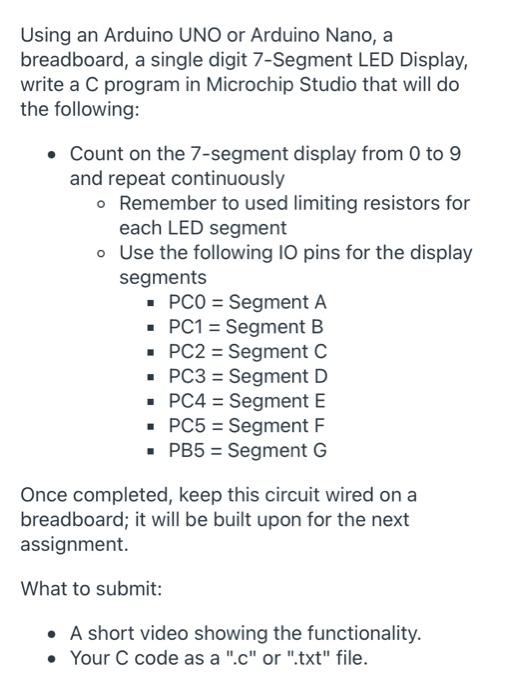 Using an Arduino UNO or Arduino Nano, a breadboard, a | Chegg.com