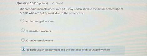 Solved Question 10 (10 ﻿points)SavedThe "official" | Chegg.com