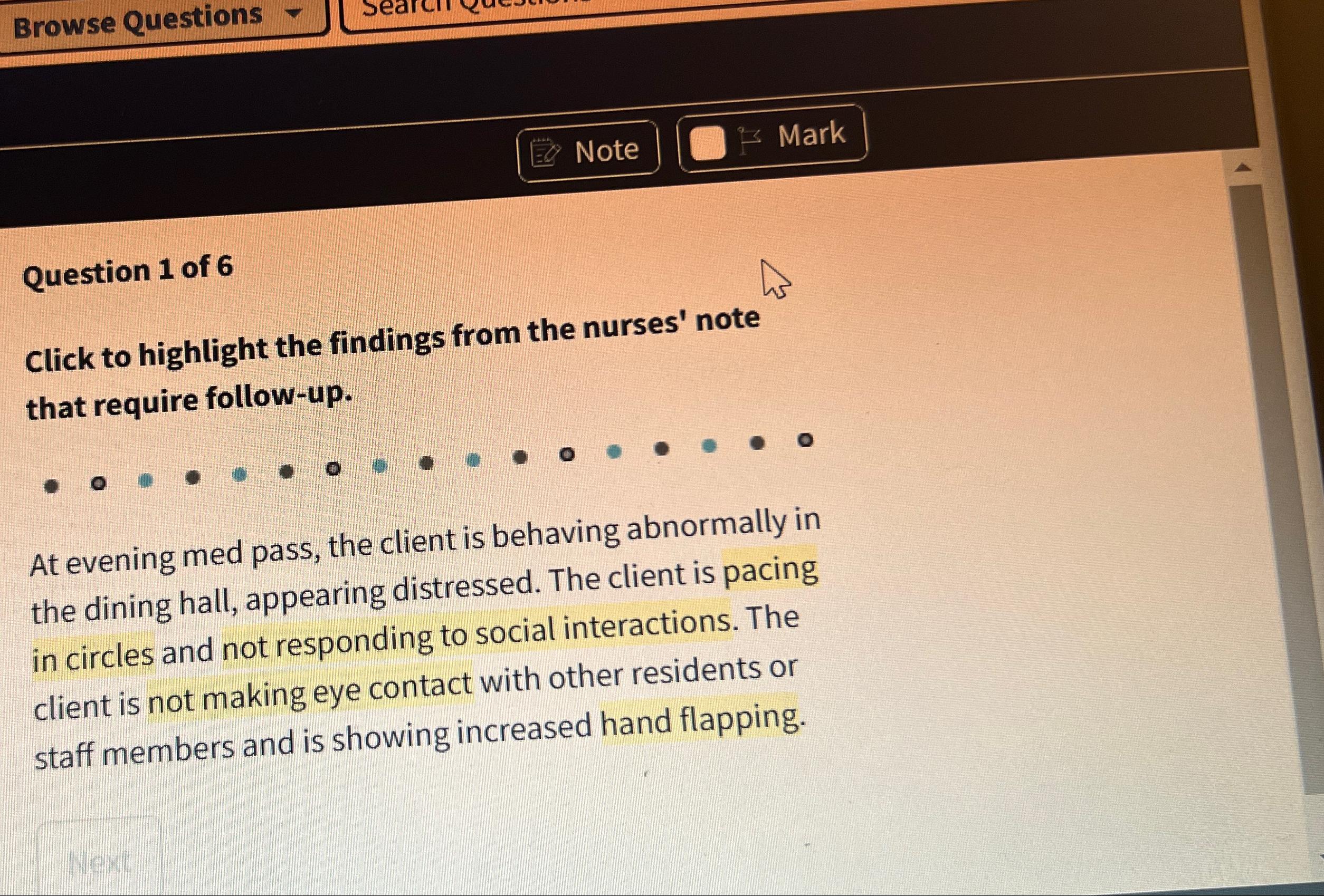 Solved Browse QuestionsNoteMarkQuestion 1 ﻿of 6Click to | Chegg.com
