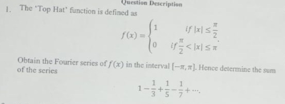 Solved The 'Top Hat' function is defined as]