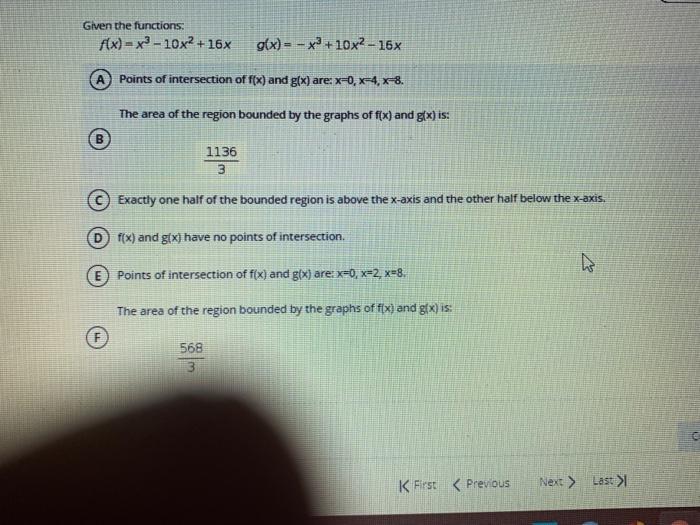 Solved Given the functions. f(x) = x3 - 10x2 + 16x + g(x) = | Chegg.com