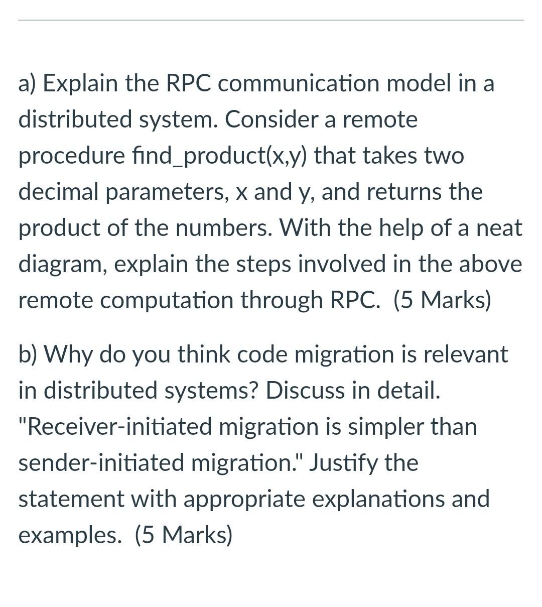 Solved A Explain The Rpc Communication Model In A