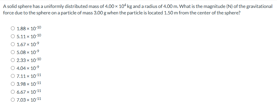 Solved A solid sphere has a uniformly distributed mass of | Chegg.com