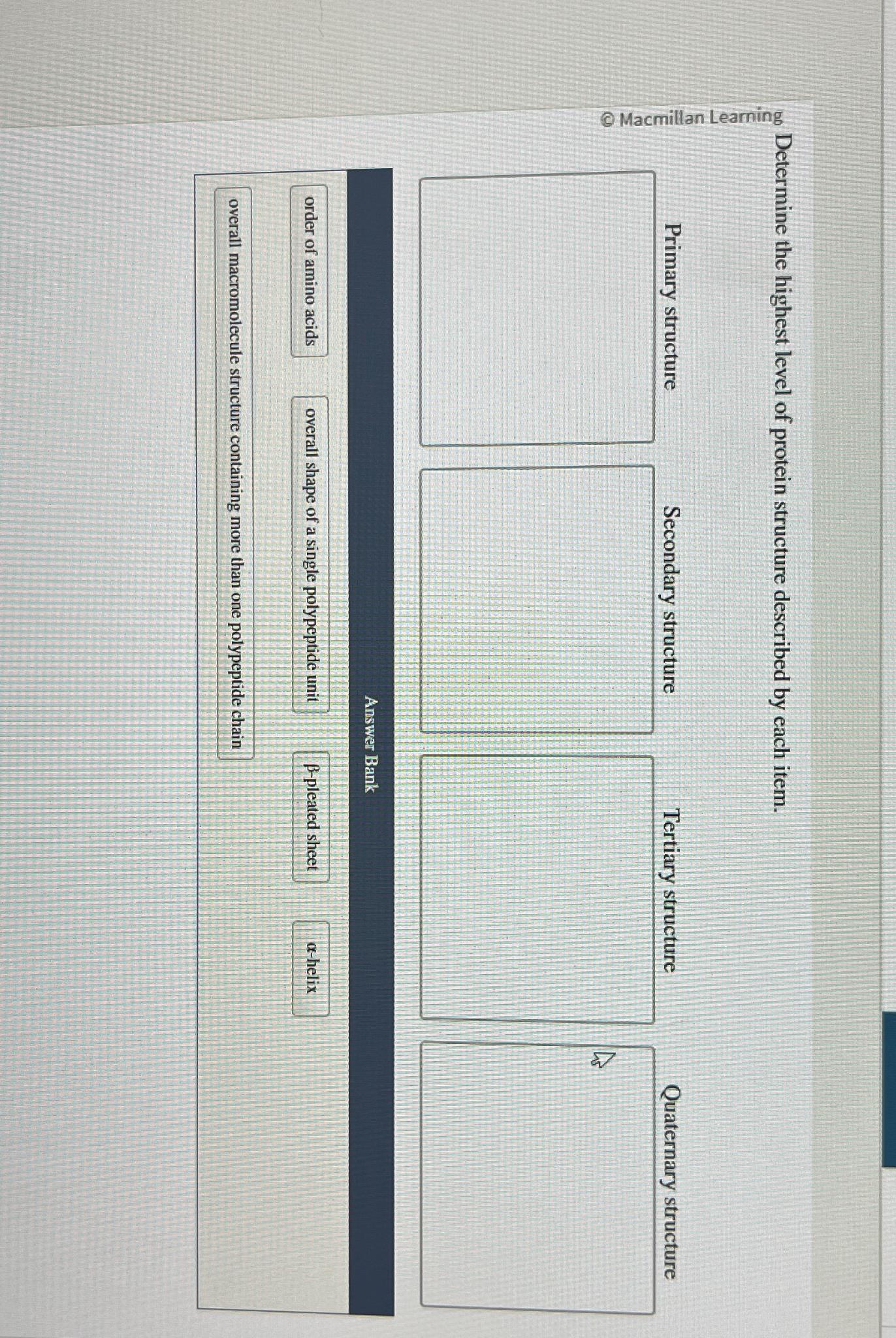 Solved Determine the highest level of protein structure | Chegg.com