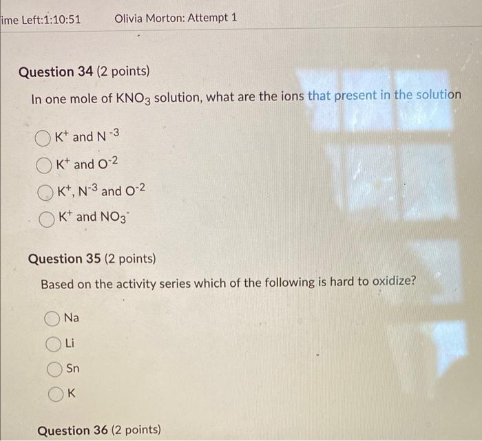 Solved In one mole of KNO3 solution, what are the ions that | Chegg.com
