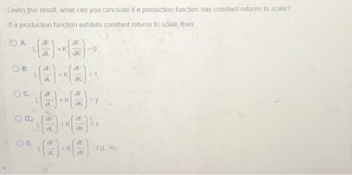 Solved Prove Euler's theorem that, if F(L,K) is homogeneous | Chegg.com