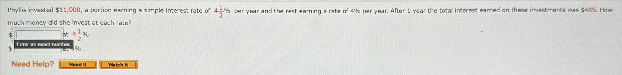 Solved Phyllis invested $11,000, ﻿a portion earning a simple | Chegg.com