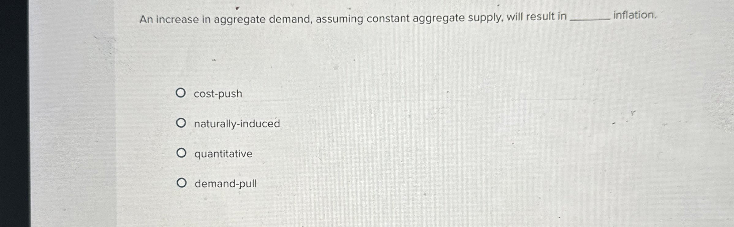 Solved An increase in aggregate demand, assuming constant | Chegg.com