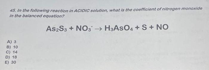 Solved In the following reaction in ACIDIC solution, what is | Chegg.com