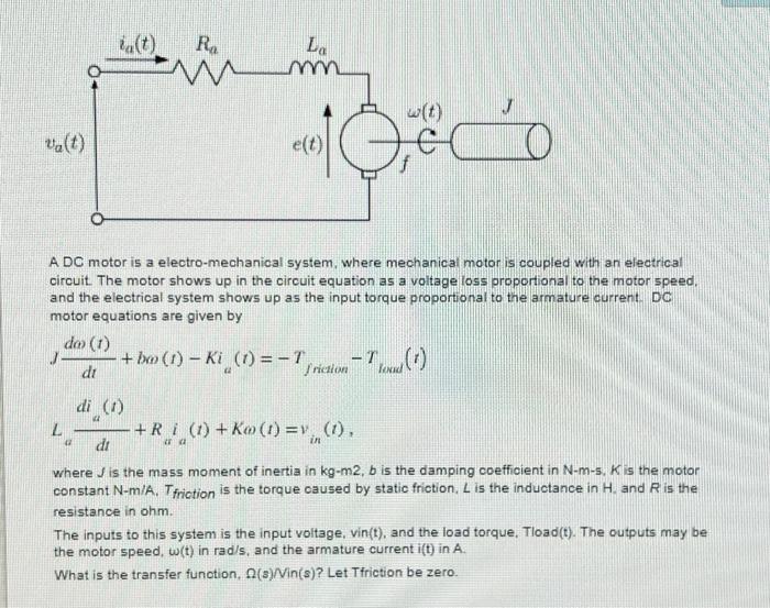 Solved A DC motor is a electro-mechanical system, where | Chegg.com