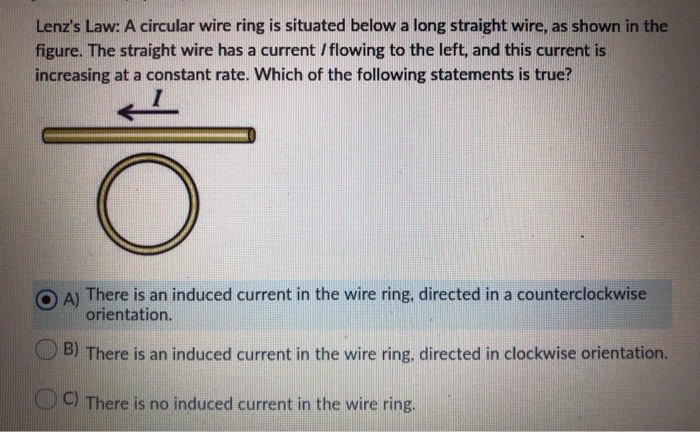 Solved Lenz's Law: A circular wire ring is situated below a | Chegg.com